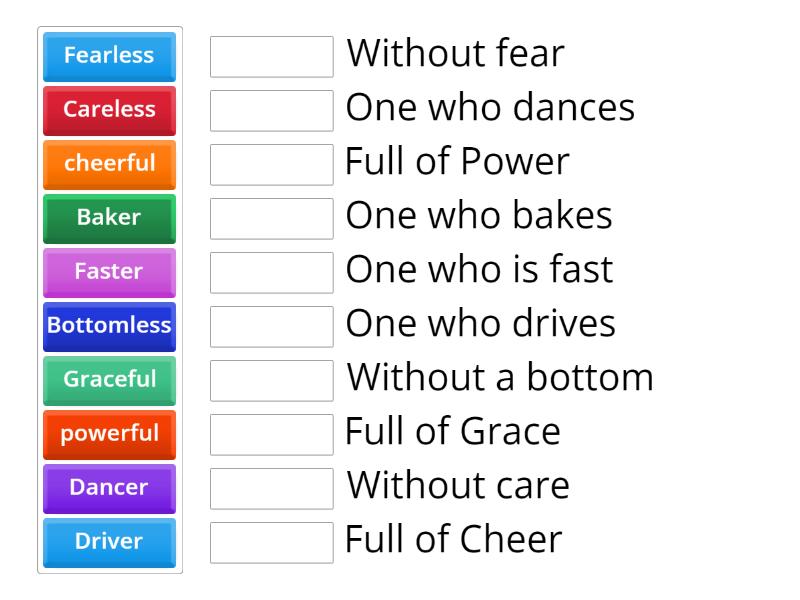 Suffix Review - Match up