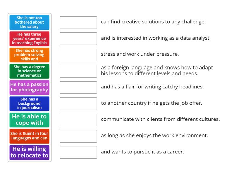 Roadmap B2 Unit 4B Job Skills - Match up
