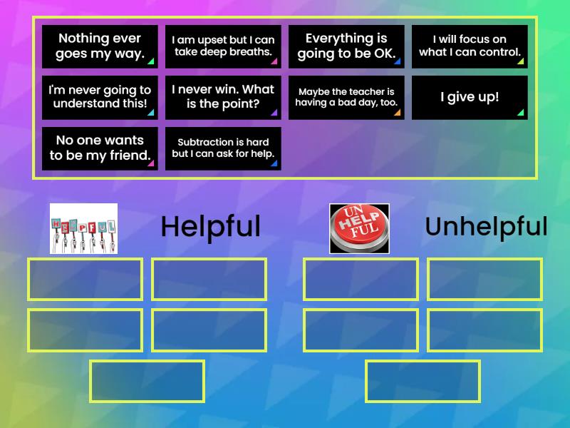 Helpful vs Unhelpful Thoughts - Group sort
