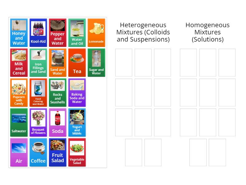 Sorting - Heterogeneous and Homogeneous Mixtures - Ordenar por grupo