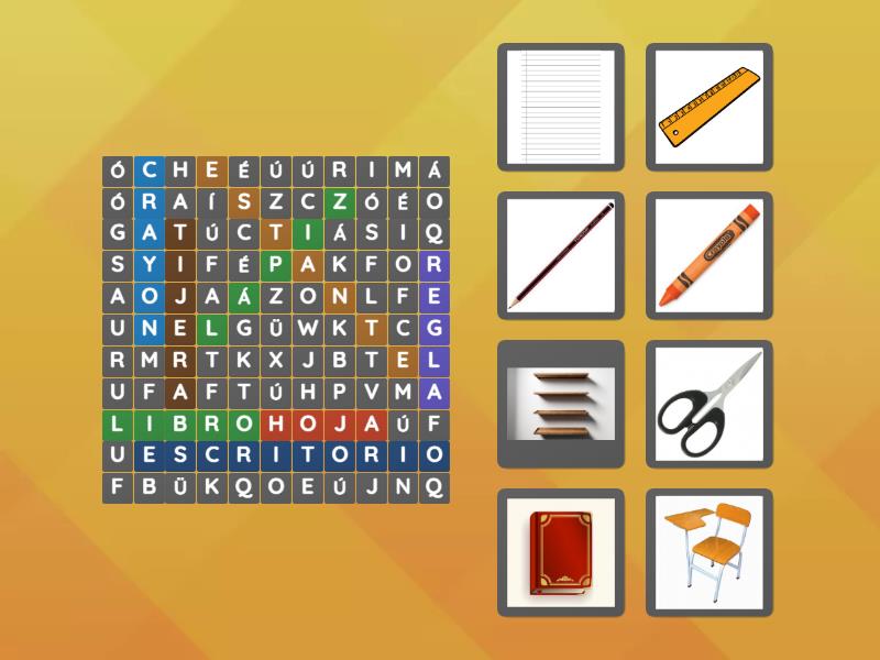 Utiles escolares - Sopa de letras