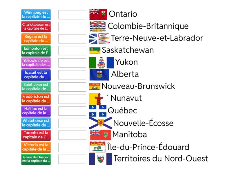 Les capitales des provinces et territoires du Canada avec les drapeaux ...