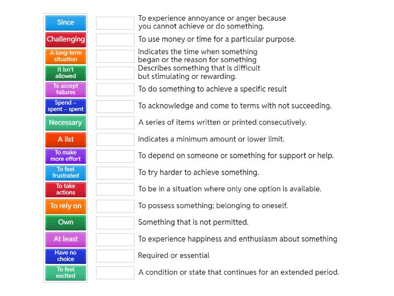 Match the definitions - Match up
