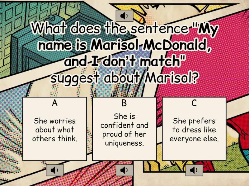 Marisol McDonald Doesn't Match (Comprehension) - Quiz