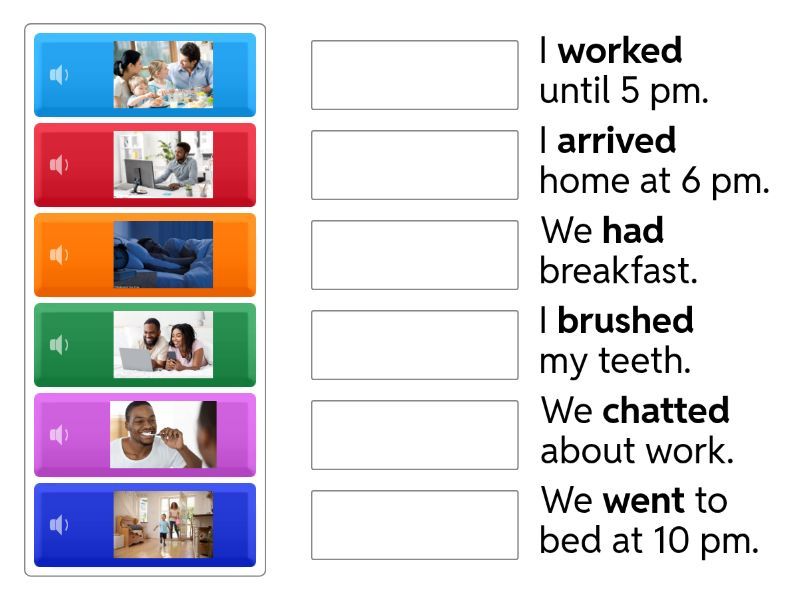 Daily routine Past simple - Połącz w pary