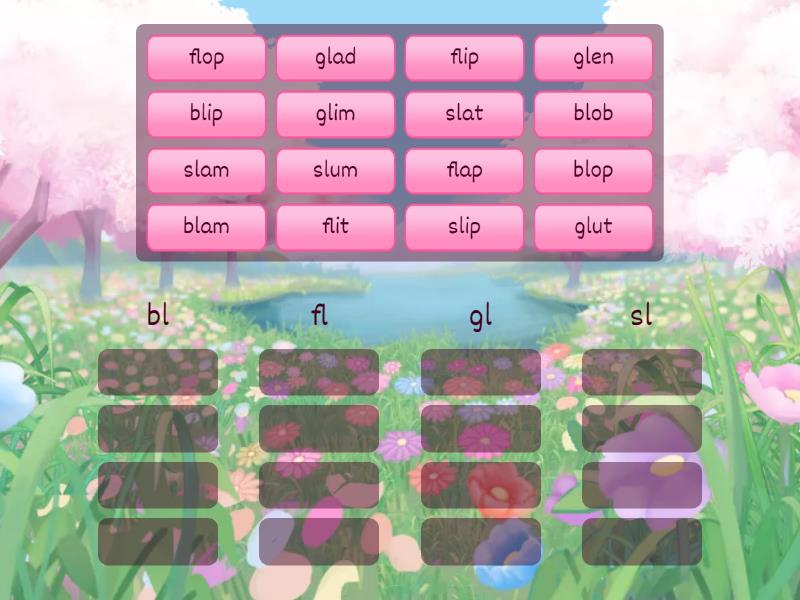 Initial L Blends bl, fl, gl, sl - Group sort
