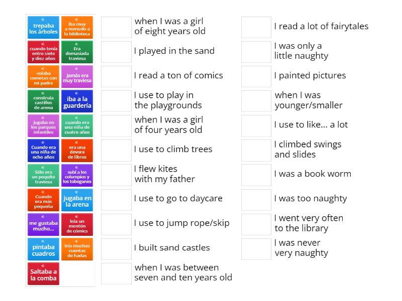 EC3 U1 Ejemplos del imperfecto de la niñez - Match up