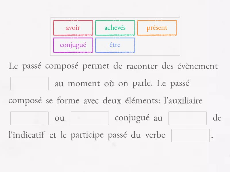 Leçon Passé Composé - Complete the sentence