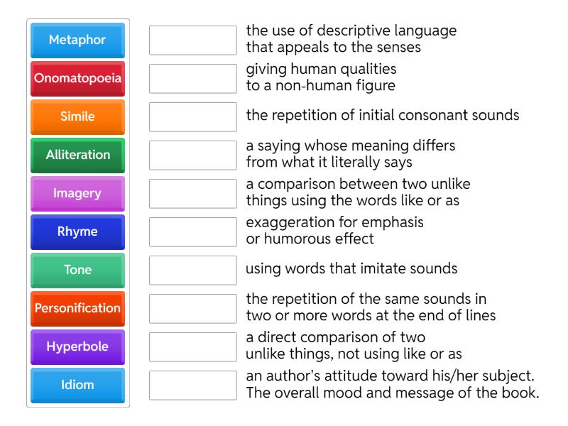 Literary Devices - Match up