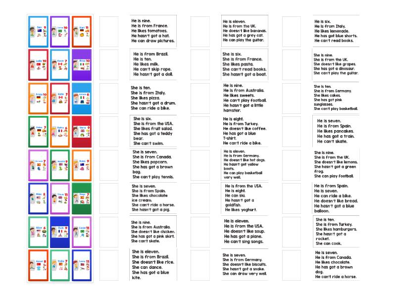 Describing cards - Match up