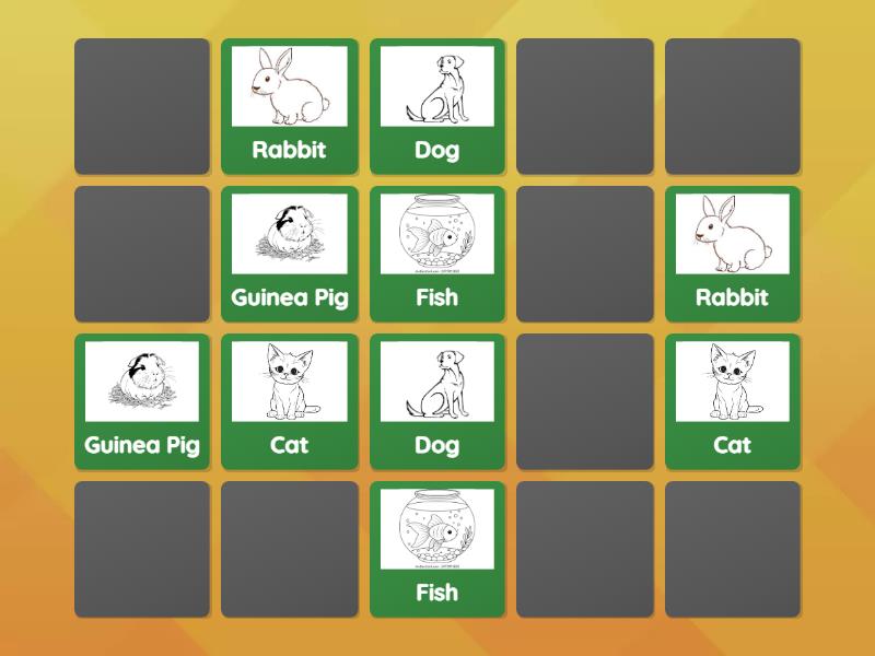 Pets Memory Game - Matching pairs