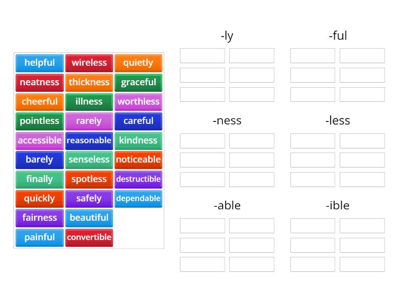 G3 Phonics - Suffix Matching - Group sort