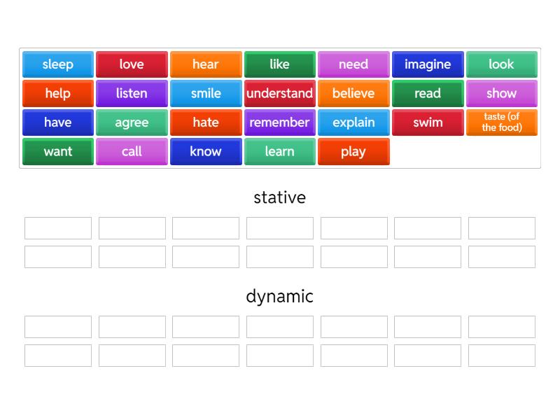 Stative and Dynamic Verbs - Group sort