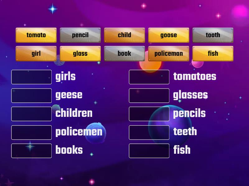SINGULAR AND PLURAL - Match up