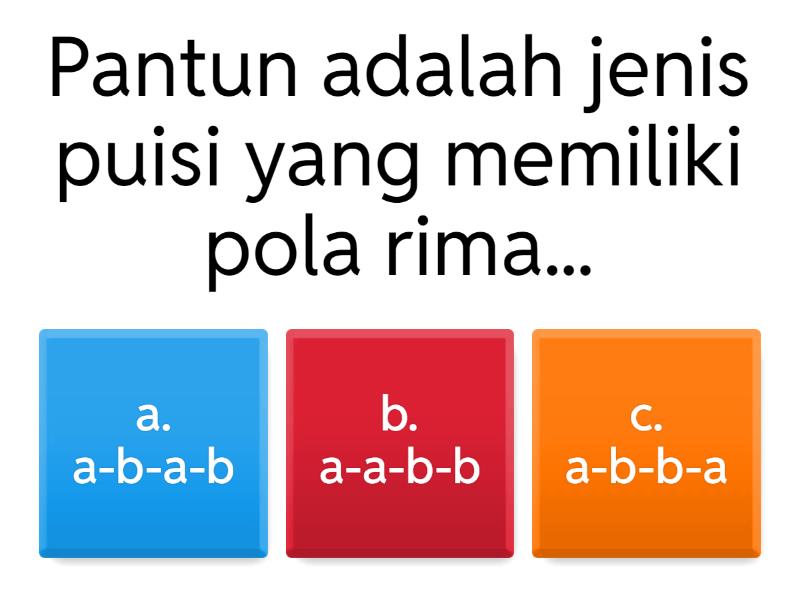 Pantun dan Rima (Kelas 2 SD) - Tema: Ayo Berhemat! - Quiz