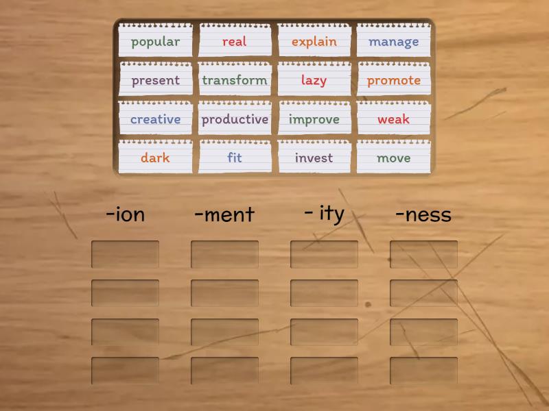 word building (suffixes) - Group sort