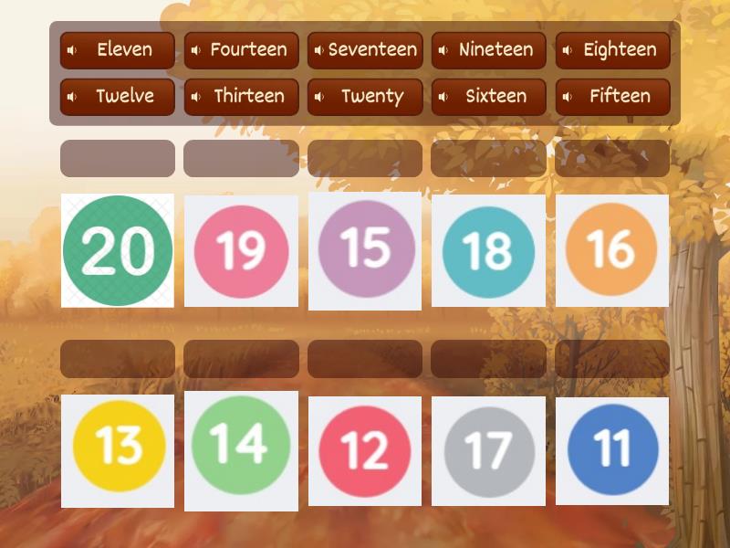 numbers 11-20 - Match up