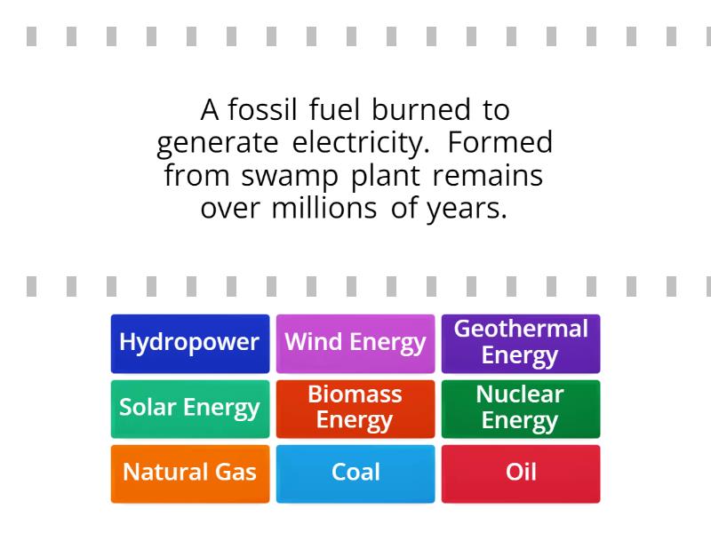 Energy Sources - Find the match