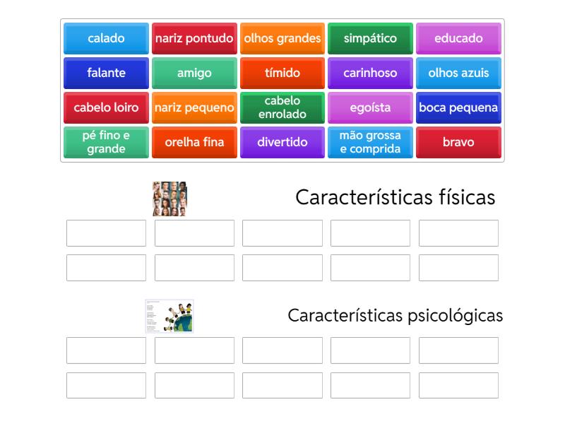 Características físicas e psicológicas - Group sort