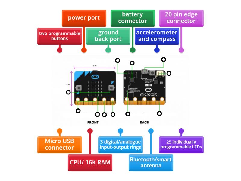 Parts of a Micro:bit - Labelled diagram