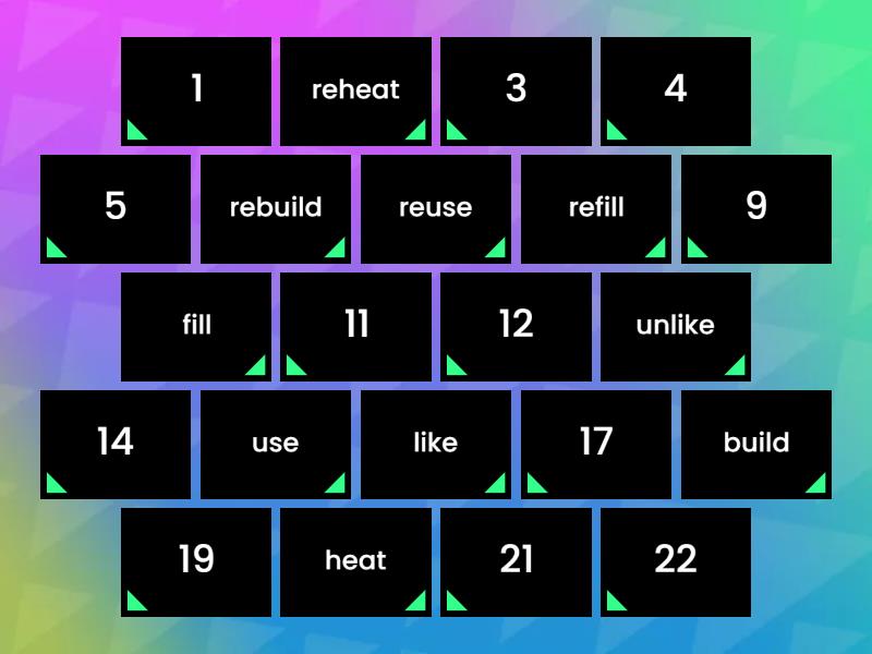 Prefixes un- & re- - Matching pairs