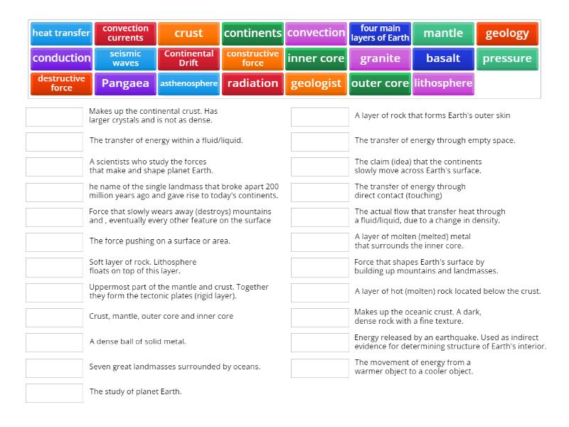 Plate Tectonics Chapter 1, Sections 1&2 - Match up