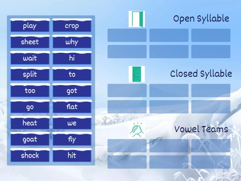 Open, Closed, and Vowel Team Syllable Sort - Group sort