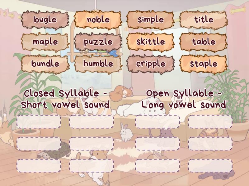 Consonant -le Short/Long Vowel Sound Word Sort - Group sort