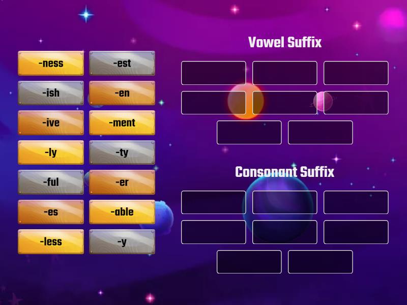 6.1 Suffixes - Vowel or Consonant Suffixes? - Group sort