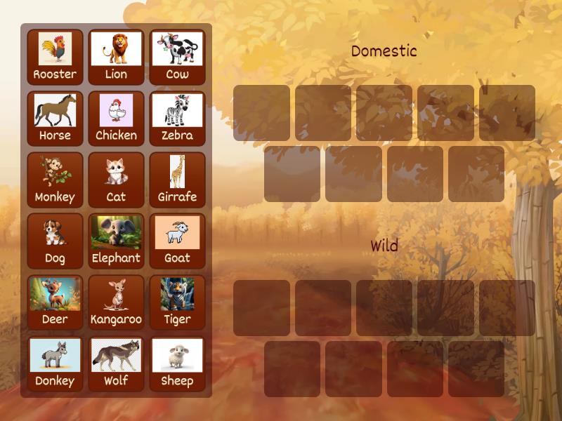 Domestic or wild animals? - Group sort