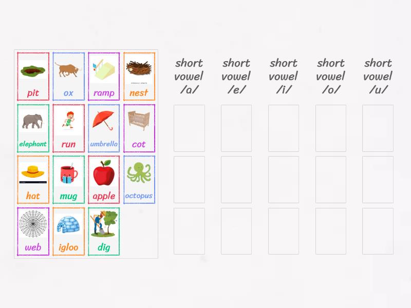 Short Vowels Sorting Game - Group sort
