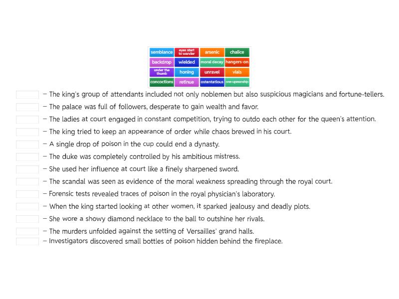 The Affair of the Poisons Podcast A - Complete the sentence