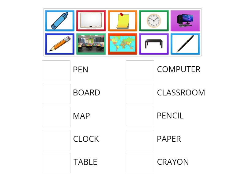 Classroom Objects - Match up