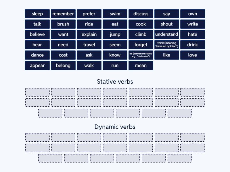 Stative verbs - Group sort