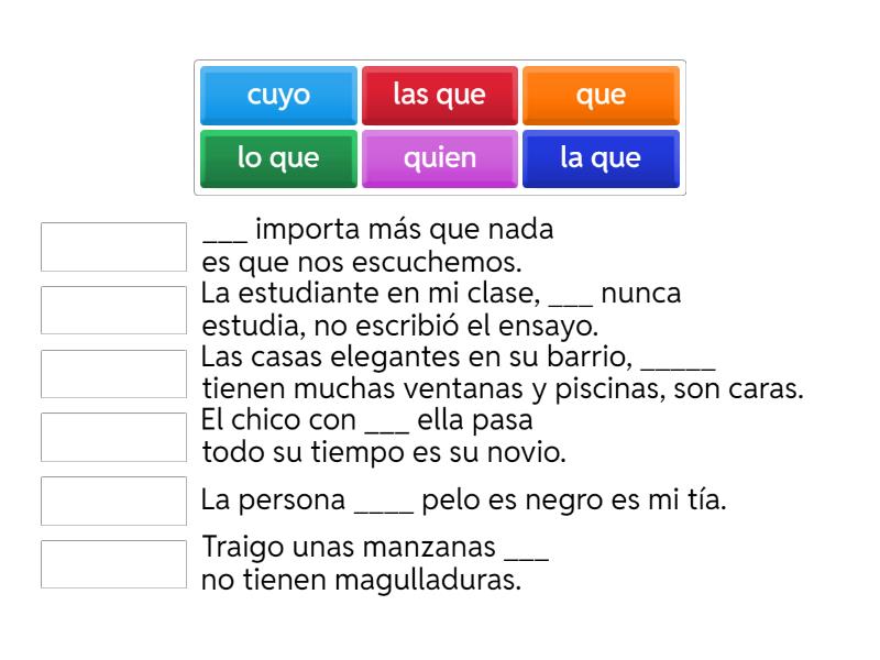 Spanish 4, unit 4: Repaso - Pronombres relativos (y adjectivos ...