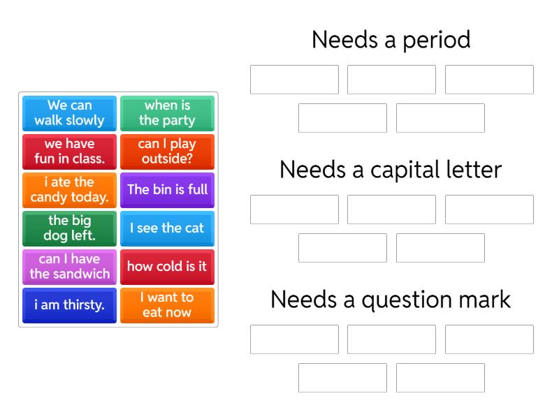 Periods, Question Mark, Capital Letter - Group sort