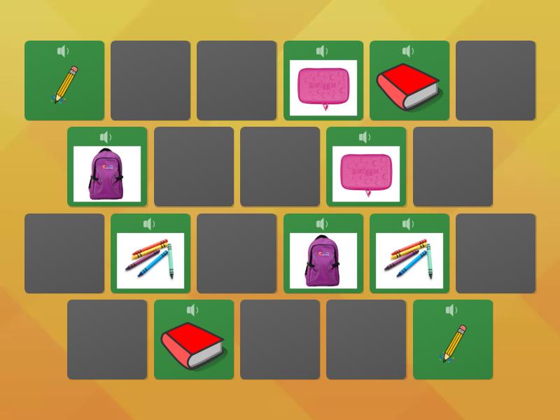 School objects - Matching pairs