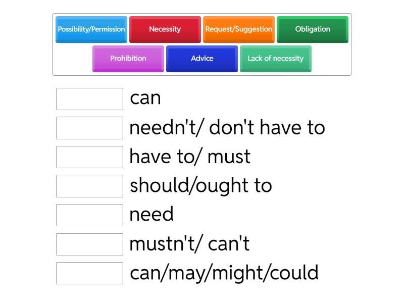 modal verbs - Match up