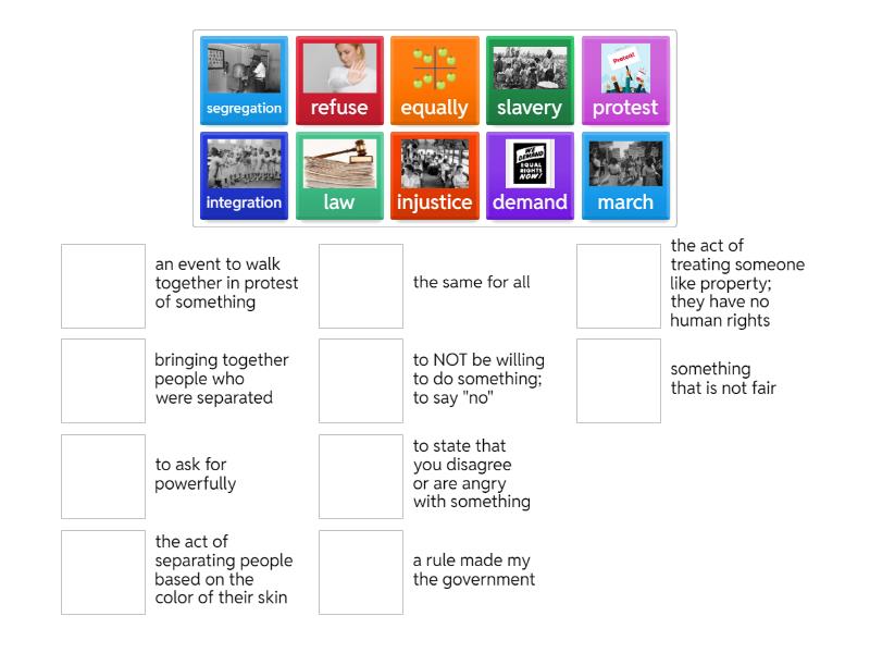 March on Washington Vocabulary - Match up
