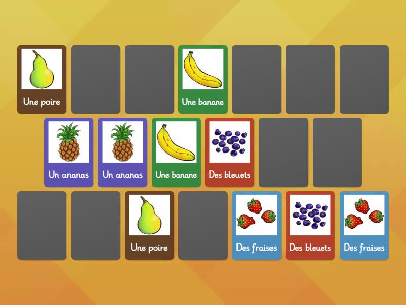 Jeu de mémoire des fruits - Matching pairs