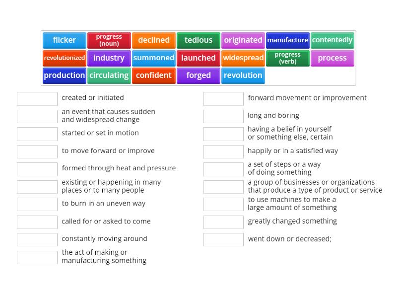 Benchmark Unit 5 Vocabulary - Match up