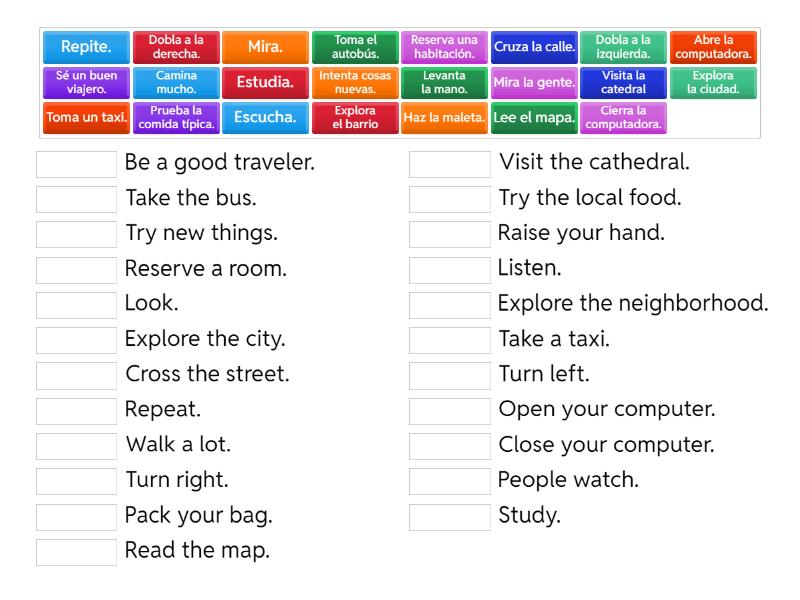 MATCHING Eng/Spn - Affirmative Tú Commands - Match up