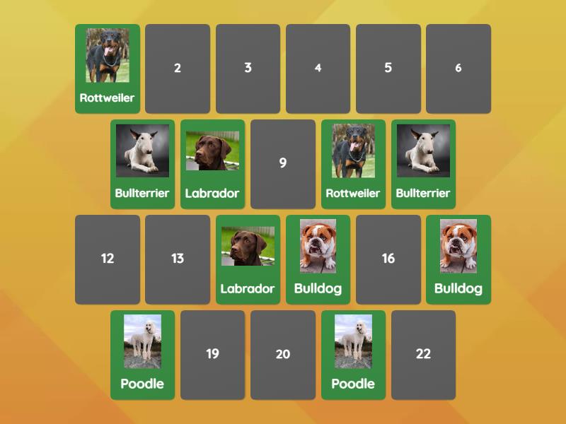 Dogs Memory Game - Matching pairs