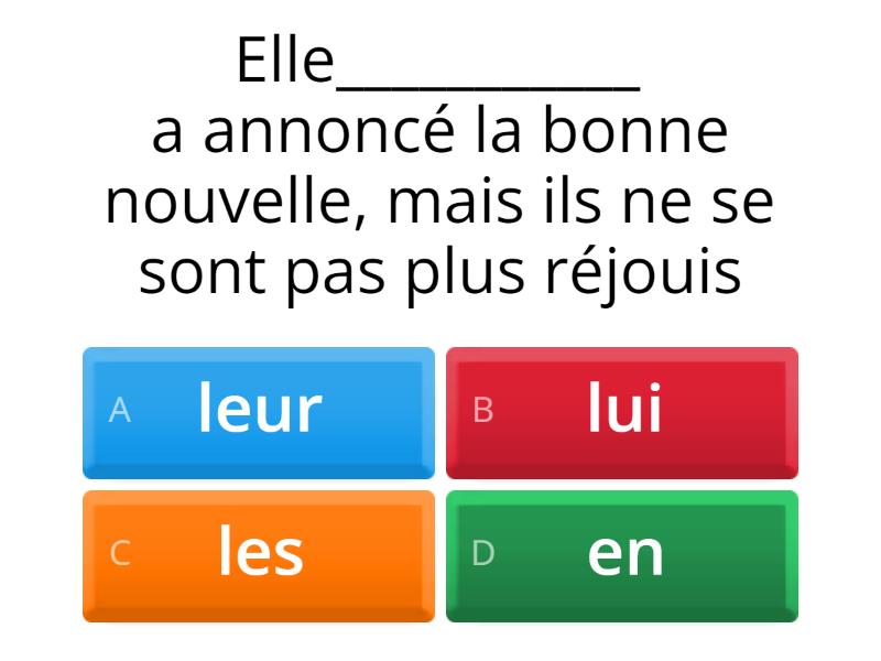 Pronoms COD COI - Quiz