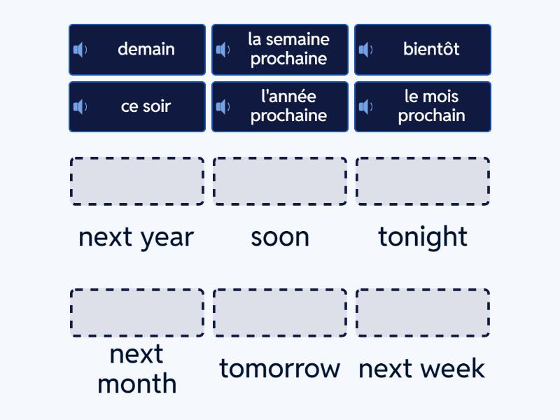 vocabulary futur proche for Mark - Match up