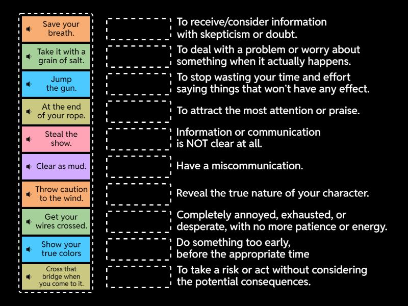 SPECIAL LESSON [Set 10] Idioms - Match up