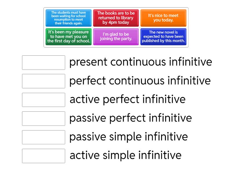 Forms of infinitives (S4) - Match up