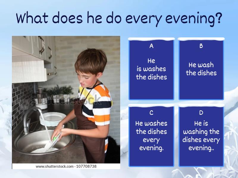 Chores: Present simple and Present continuous - Quiz