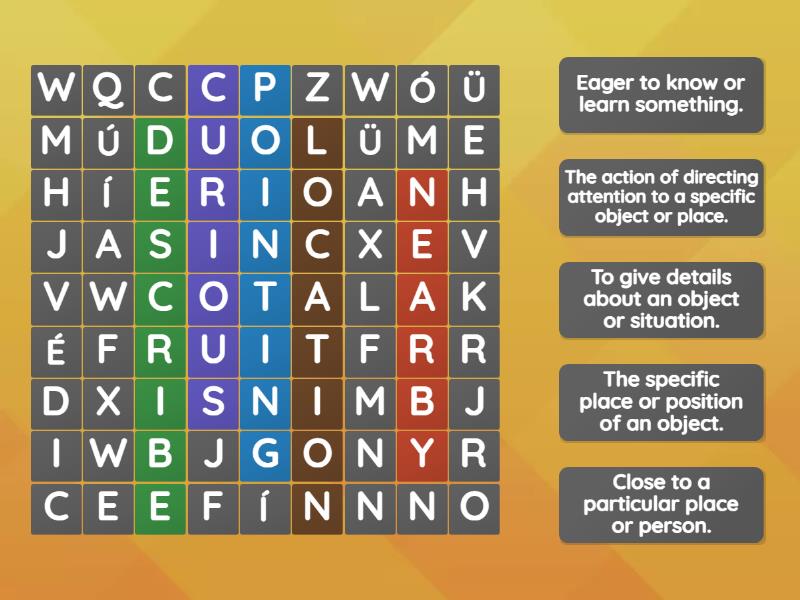 G5-U2-Excited Identifications: Where Things Are - Sopa de letras