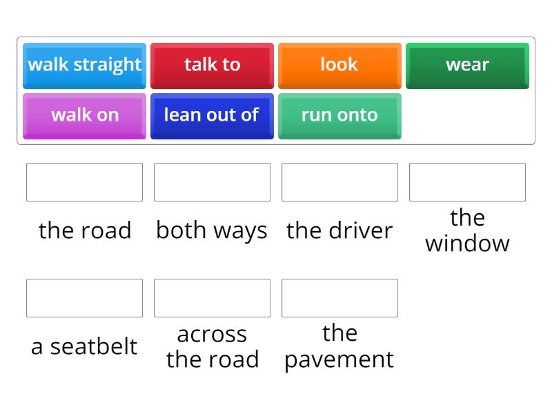 Road safety. Vocabulary - Match up